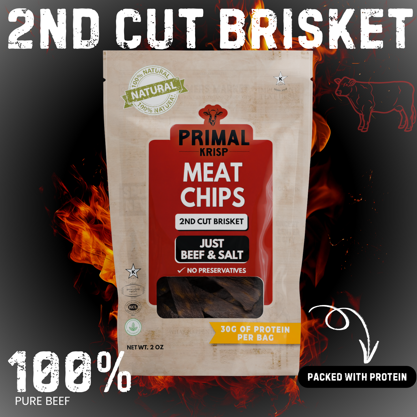 Brisket 2nd Cut Beef Chips - High-Protein Snack From Primal Krisp