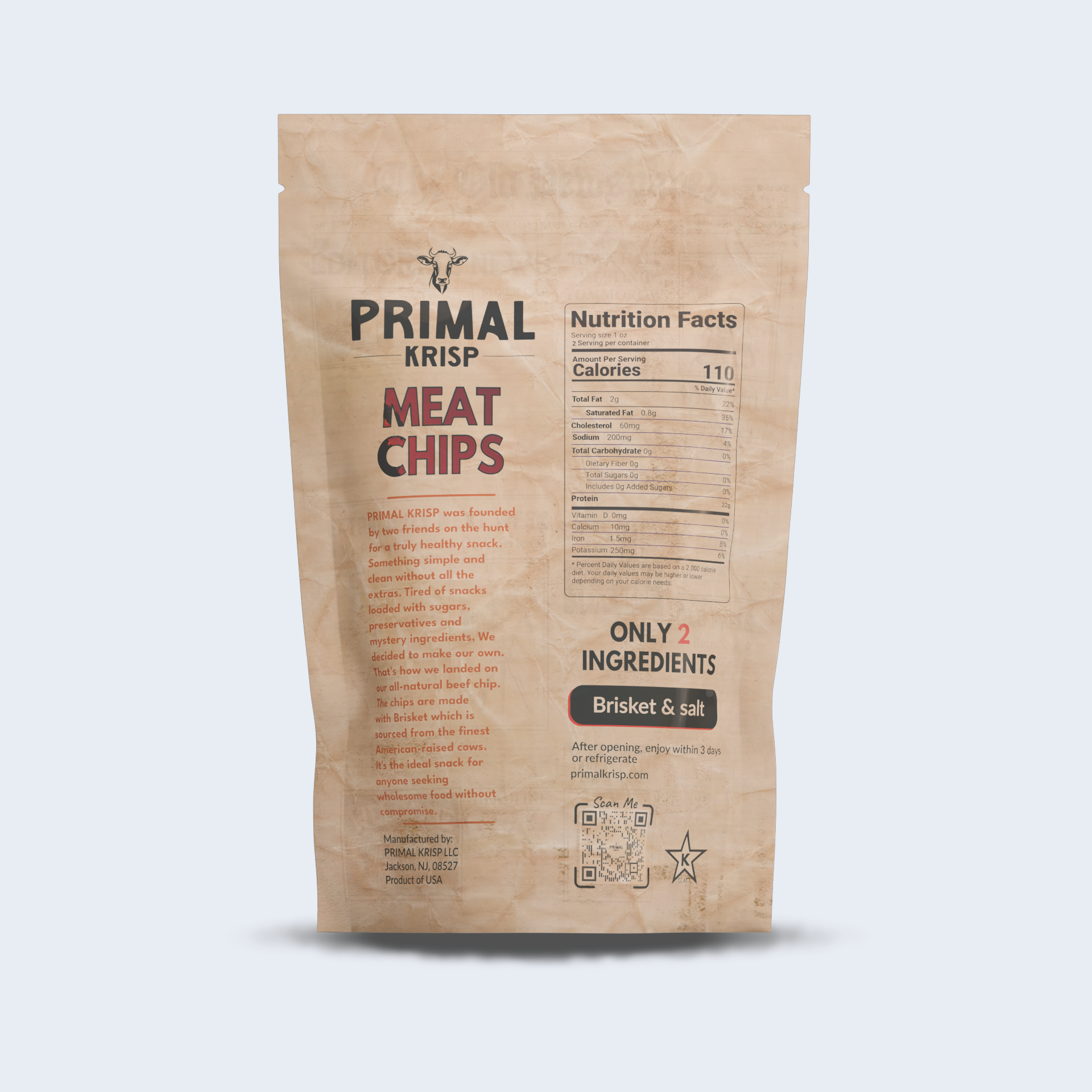 Brisket 1st Cut (2oz) - Primal Krisp's Premium Beef Snack