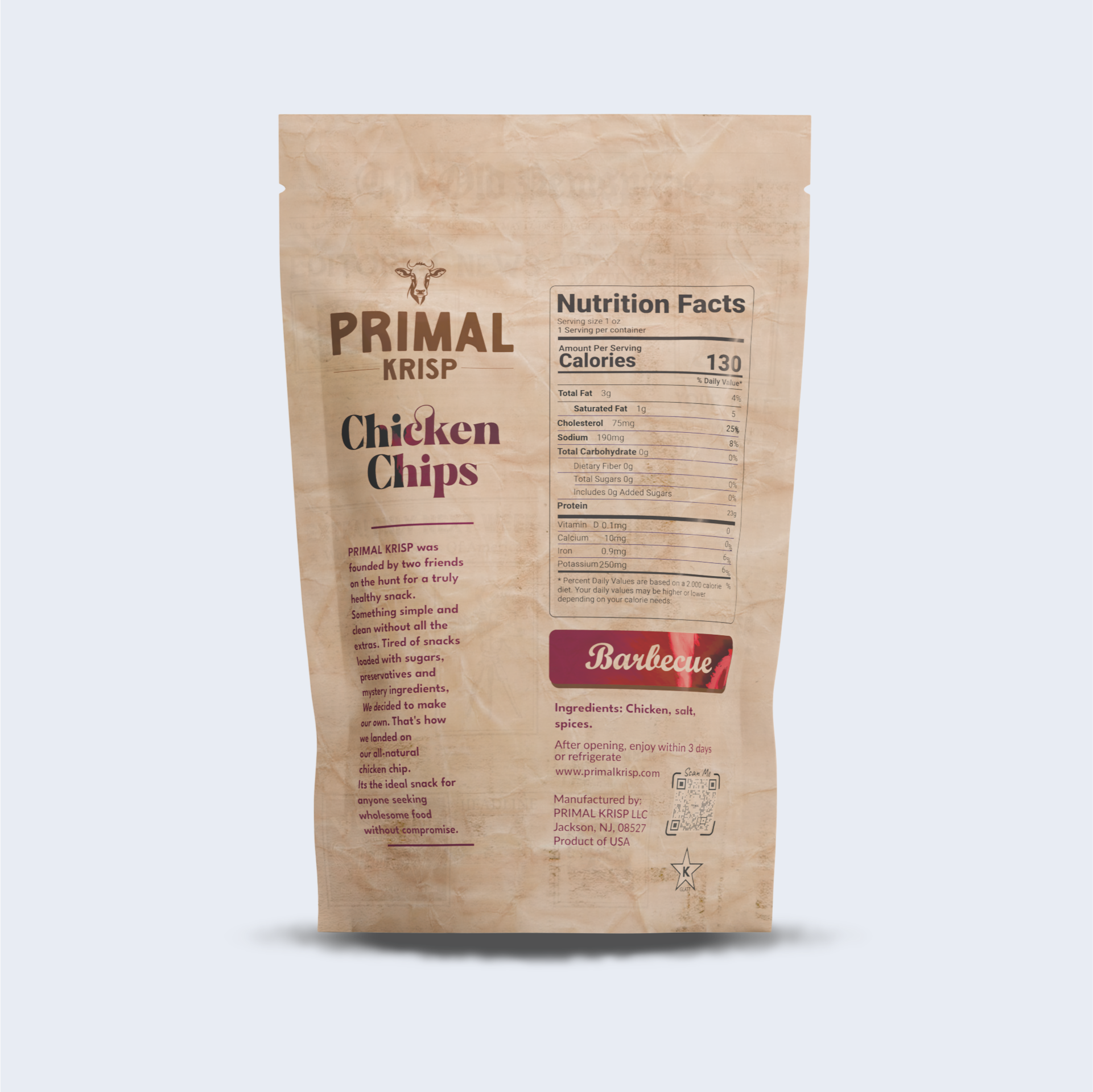 Buy Chicken BBQ Meat Chips - Sweet, Smokey, Protein Snack – Primal Krisp
