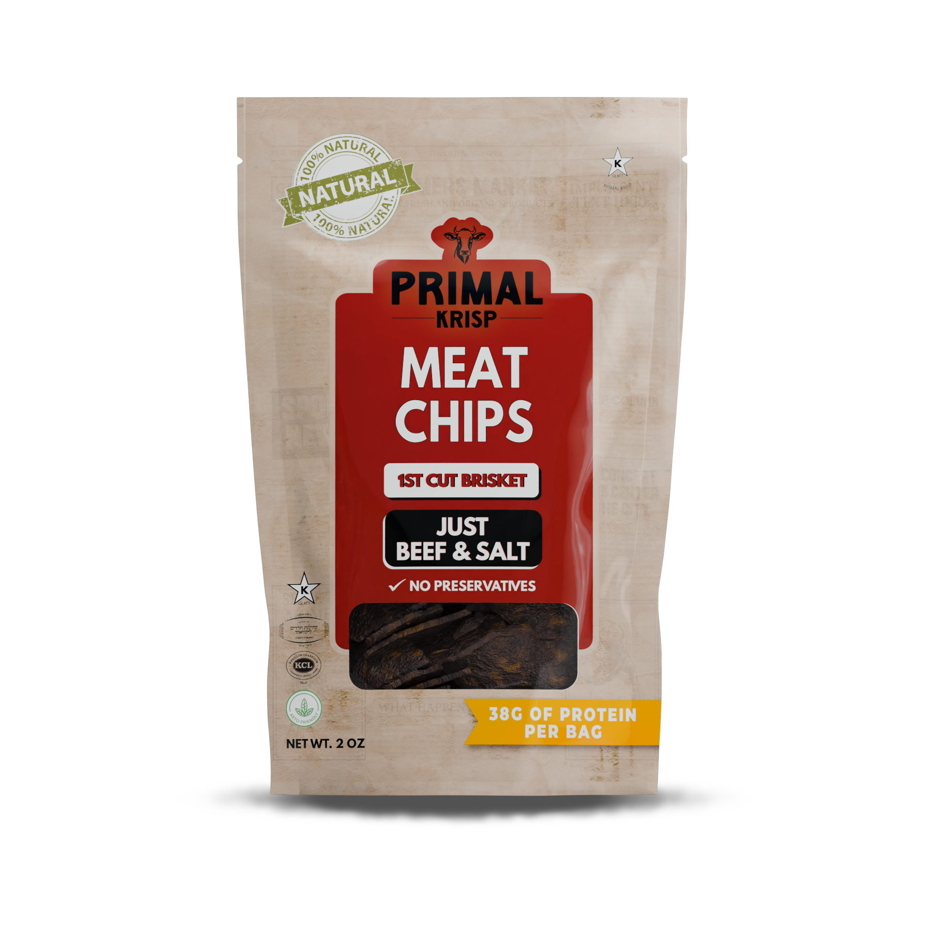 Brisket 1st Cut (2oz) - Primal Krisp's Premium Beef Snack